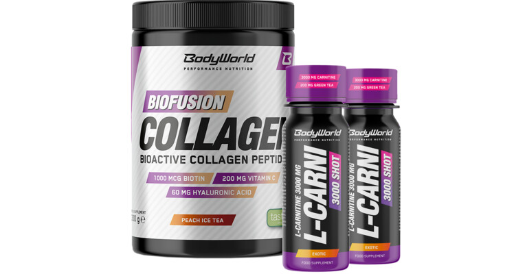 BodyWorld Biofusion Collagen 300 g + 2x L-Carnitine 3000 Shot 80 ml FREE | BodyWorld.eu